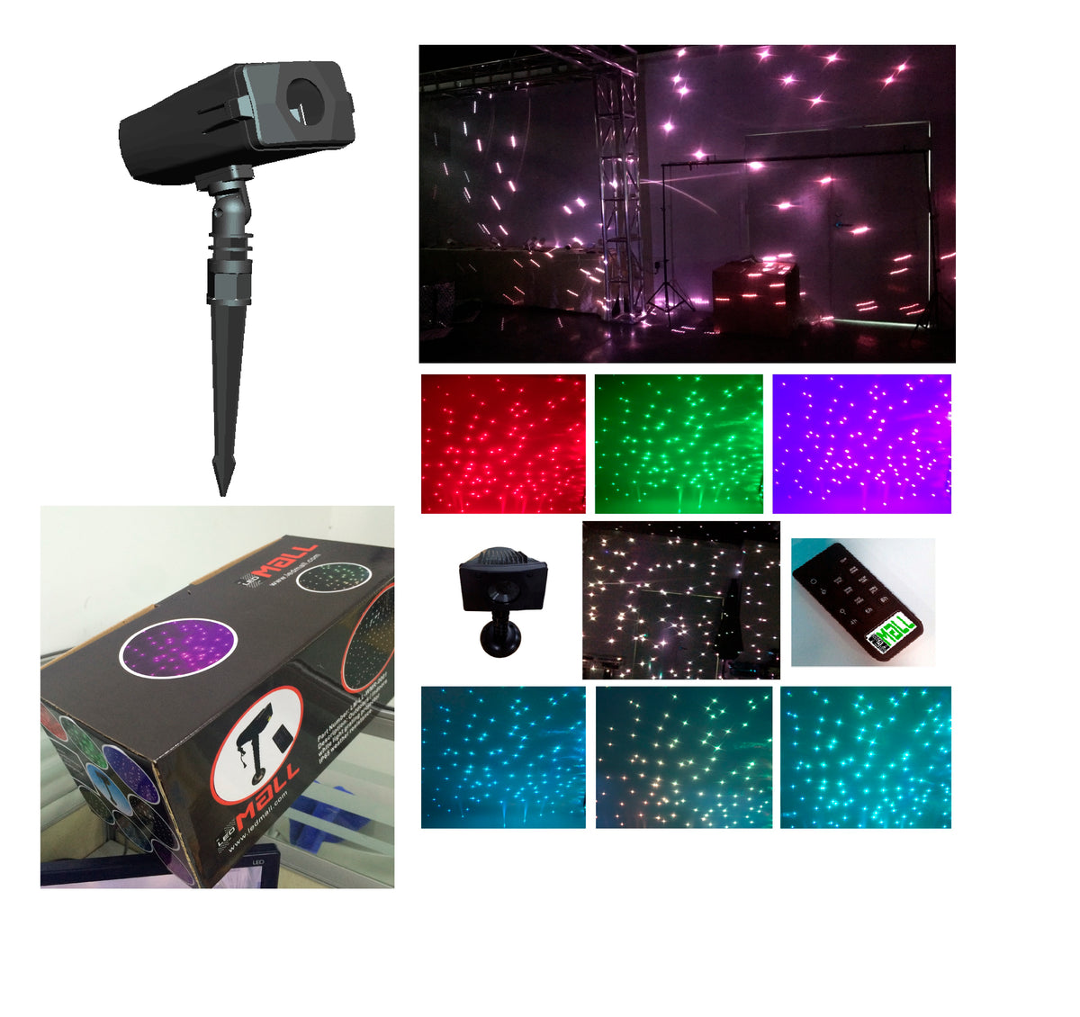 LEDMALL Full Spectrum Motion Star effect 7 color WHITE Laser Christmas ...